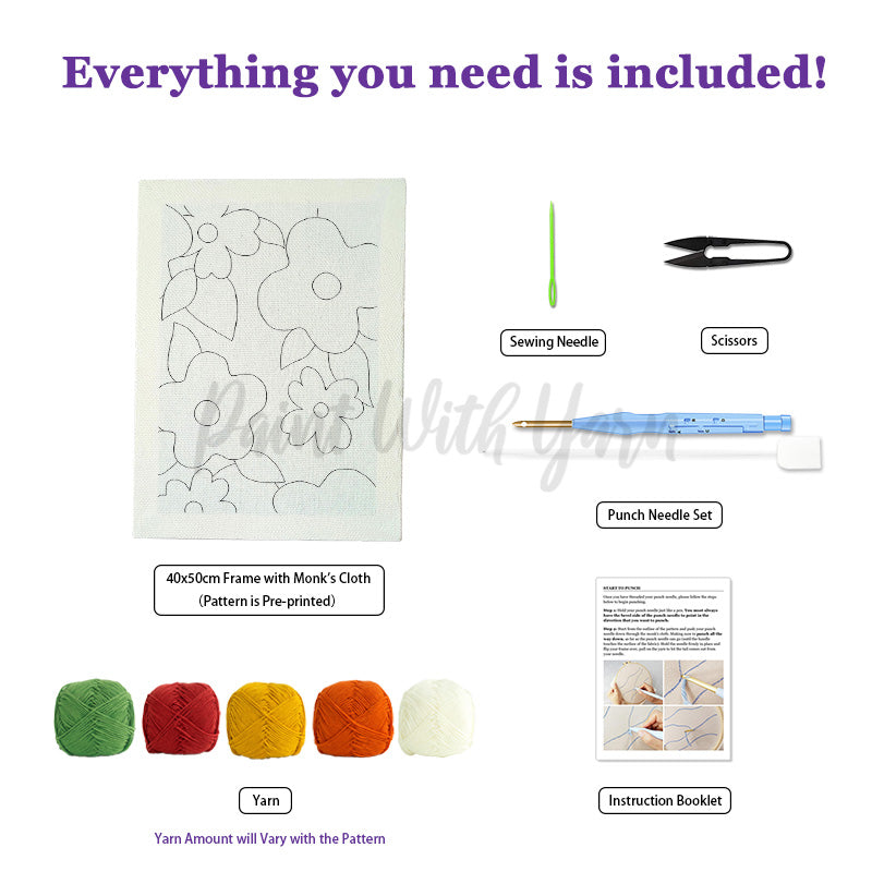Bright Blossoms Punch Needle Kit | Paint With Yarn